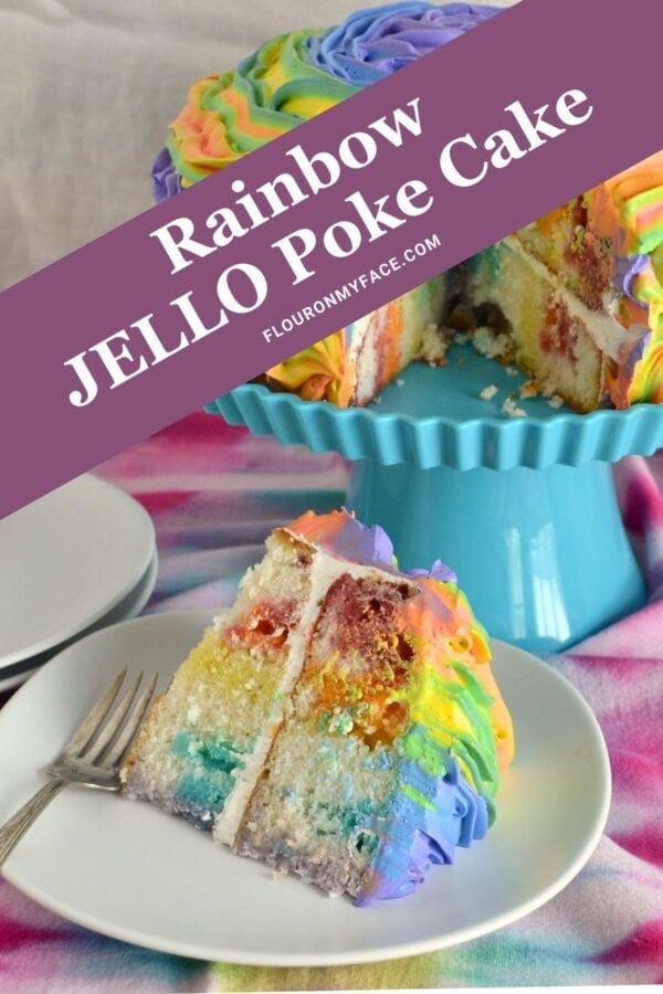 Rainbow Jello Poke Cake-Flour On My Face