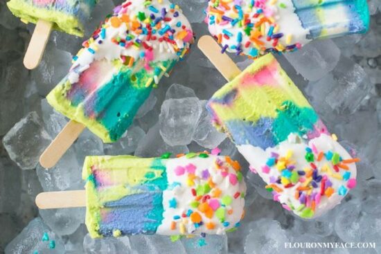 Unicorn Rainbow Ice Pops - Flour On My Face