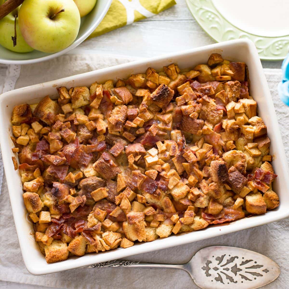 Apple Cinnamon Bacon Breakfast Casserole - Flour On My Face