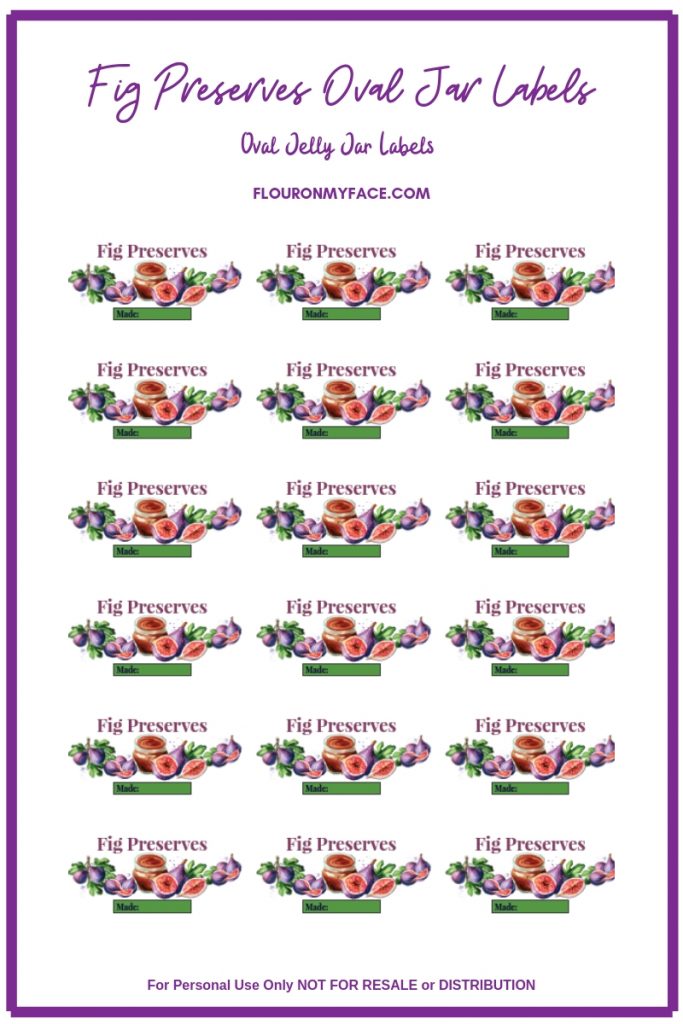 Oval Fig Preserves Canning Label - Flour On My Face