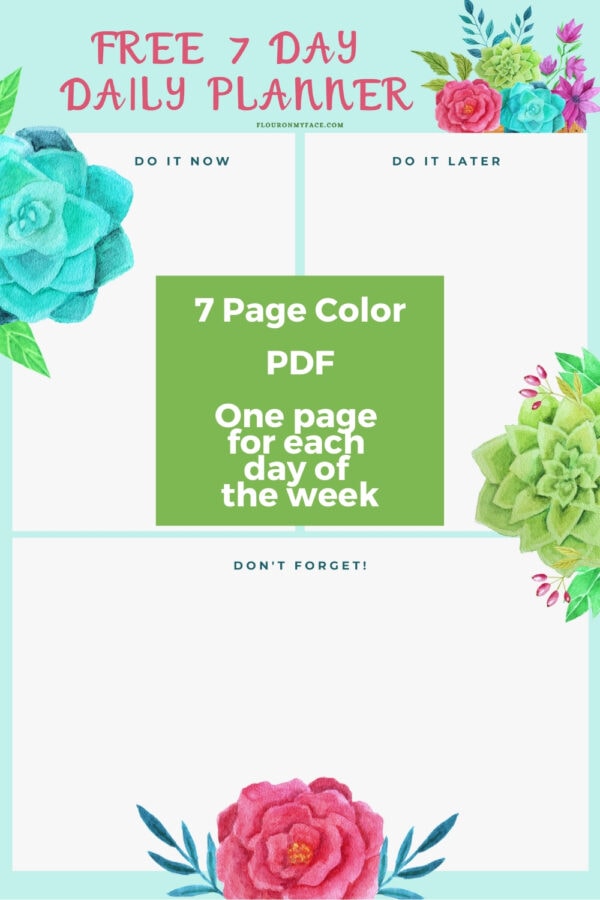 FREE 7 Day Printable Daily Planner - Flour On My Face