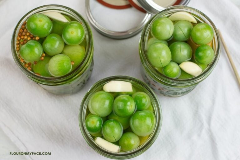 Pickled Green Cherry Tomatoes - Flour On My Face