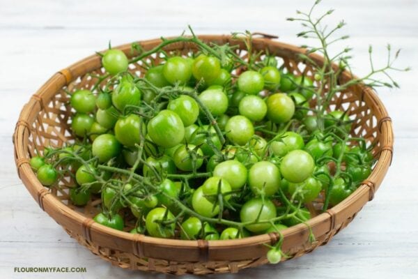 Pickled Green Cherry Tomatoes - Flour On My Face