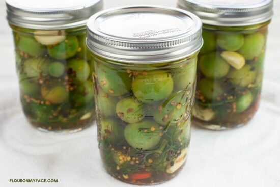 Pickled Green Cherry Tomatoes - Flour On My Face